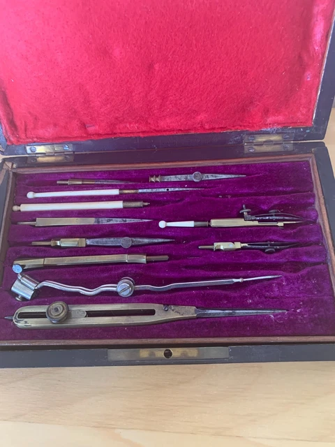 ANTIQUE VICTORIAN GEOMETRY Technical Drawing Instrument Set £10.00 ...