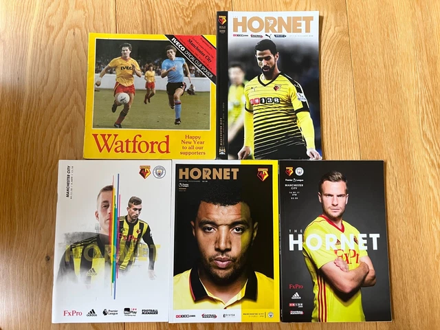 5 MANCHESTER CITY Man City AWAY programmes (all away at Watford) £2.49 ...
