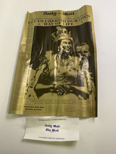 DAILY MAIL GOLD Souvenir Newspaper - Coronation Queen Elizabeth II - 3 ...
