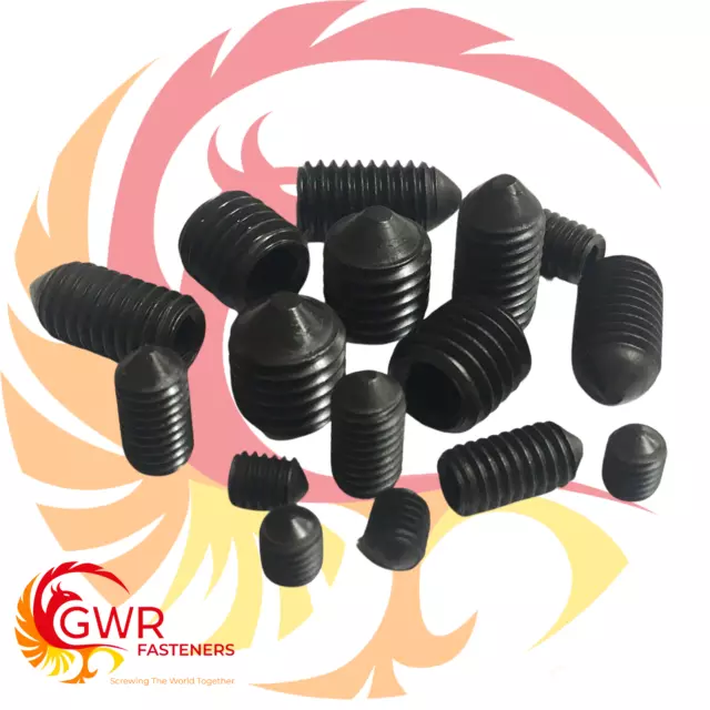 M3 M4 M5 M6 M8 M10 Cone Point Grub Screws High Tensile Allen Key ...
