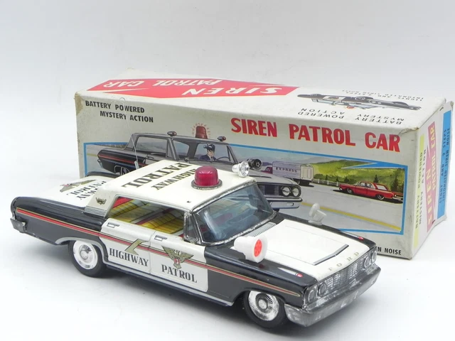 TAIYO SIREN PATROL Highway Police Car auto latta polizia tin toy Japan ...
