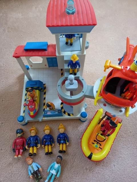 FIREMAN SAM TOYS Bundle Ocean Rescue Centre Helipad Neptune Helicopter ...