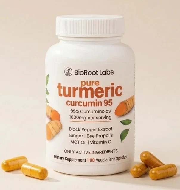 TURMERIC CURCUMIN 95 - 1000 mg per serving - 90 vegetarian capsules £12 ...