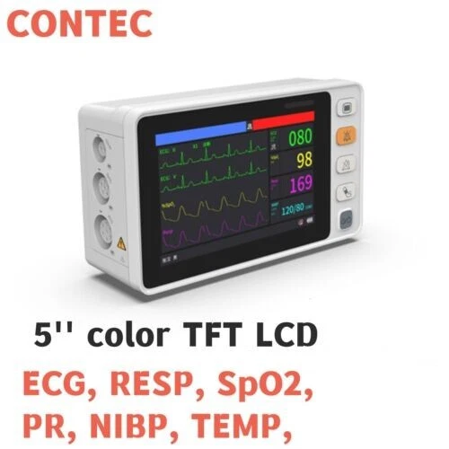 CONTEC CMS1000 PATIENT Monitor Portable ECG NIBP SPO2 PR RESP TEMP ...