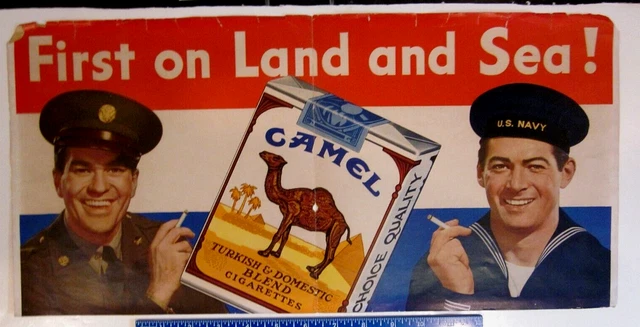 WORLD WAR II ERA CAMEL CIGARETTES AD POSTER 1940's ARMY NAVY MILITARY ...