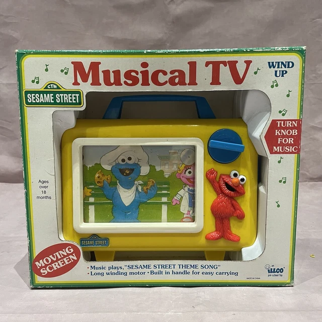 SESAME STREET ELMO Wind Up TV Music Box 1992 Tyco Big Bird Musical ...