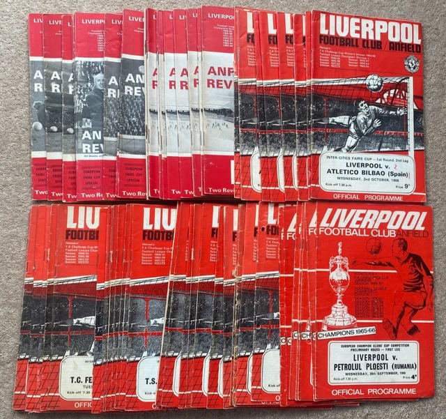 LARGE COLLECTION OF Liverpool FC European Match Programmes 1966 - 1971 ...