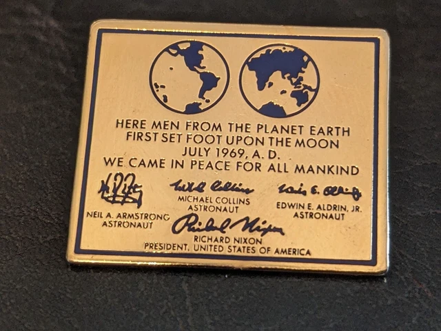 APOLLO 11 MOON Plaque Lapel Enamel Pin Official NASA Armstrong Badge ...