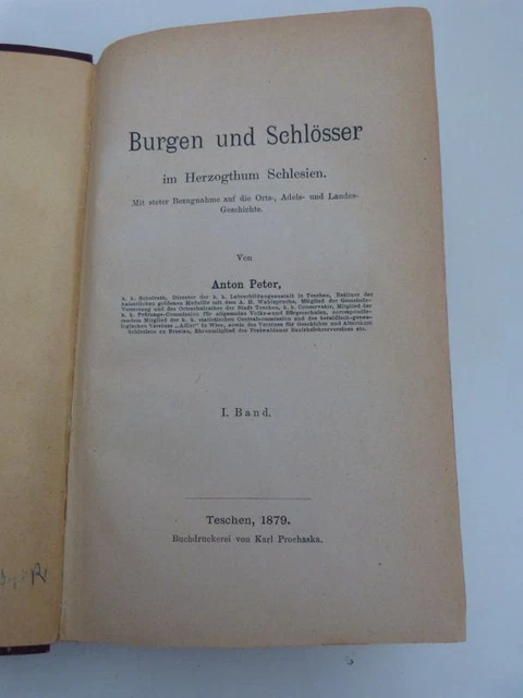 BURGEN UND SCHLÖSSER im Herzogthum Schlesien. Mit steter Bezugnahme auf die Orts EUR 105,00 ...