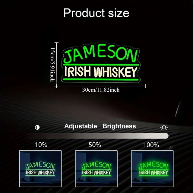 JAMESON IRELAND WHISKEY Neon Sign LED Neon Light Sign for Wall Decor ...