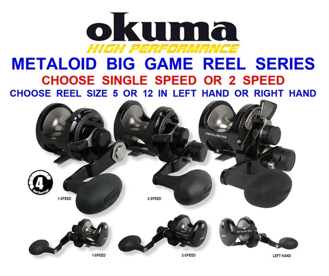 OKUMA METALOID LEVER Drag Multiplier Reel Sea Boat Rod Fishing Trolling ...