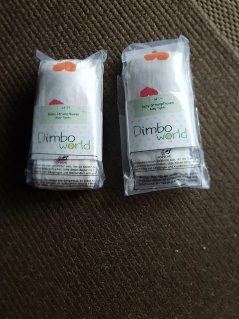 DIMBO WORLD - 2 Stk.Strumpfhosen,BABY,Gr.68/74,Weis mit Bunte Herzen ...
