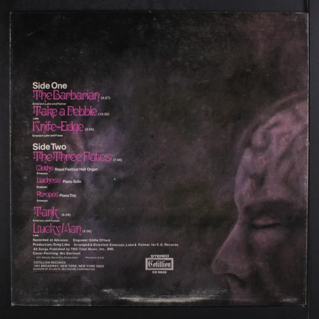 EMERSON, LAKE & PALMER: emerson, lake & palmer COTILLION 12" LP 33 RPM ...
