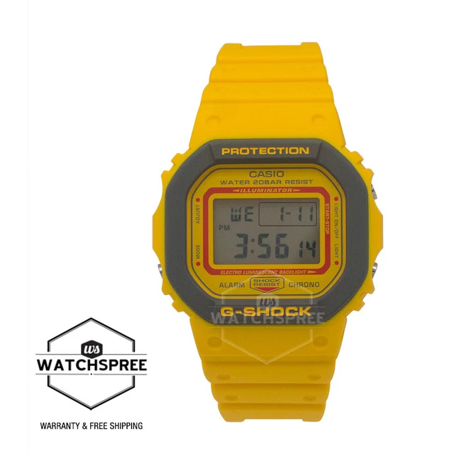 CASIO G-SHOCK DW-5600 '90s Sports Series Yellow Resin Band Watch DW ...