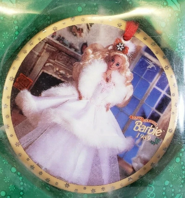 VINTAGE 1989 PORCELAIN Disc Hanging Holiday Barbie Doll Plate Christmas ...