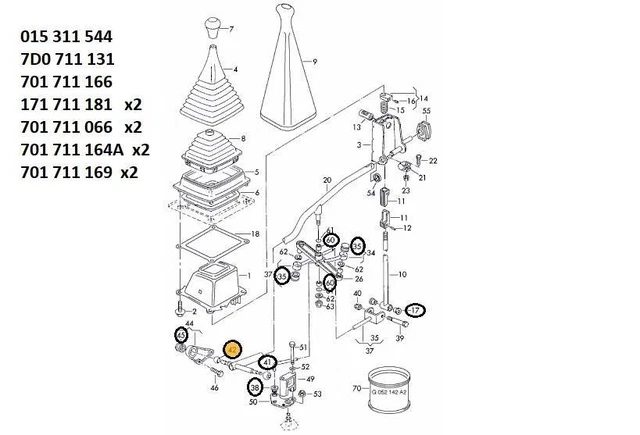VW T4 TRANSPORTER Gear Linkage Selector Repair Kit Set Shifter Lever ...