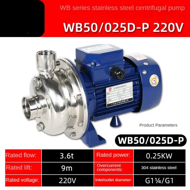 BOMBA CENTRÍFUGA DE acero inoxidable WB50-025D-P/WB50-025-P bombas sanitarias EUR 187,35 ...