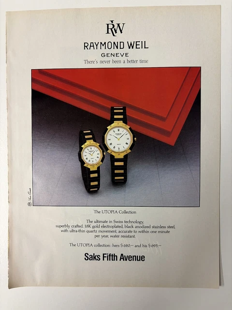 RAYMOND WEIL GENEVE ad Rare Collectible Mini Poster | Vintage 1980s ...