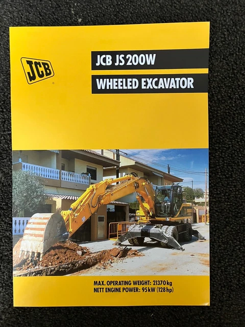 JCB JS 200W WHEELED EXCAVATOR DIGGER TRACTOR BROCHURE 90s CONSTRUCTION ...
