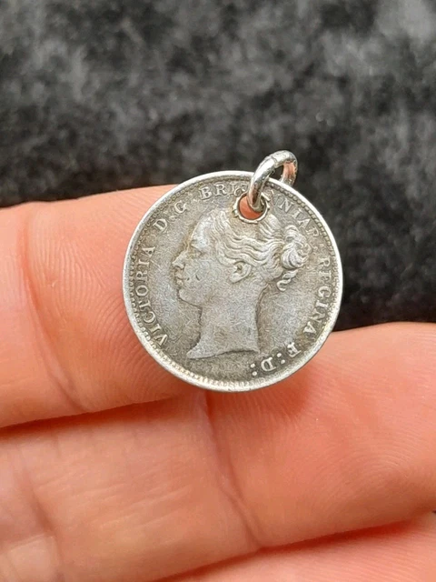 1885 VICTORIA ANTIQUE English Sterling 925 Silver Lucky Charm ...