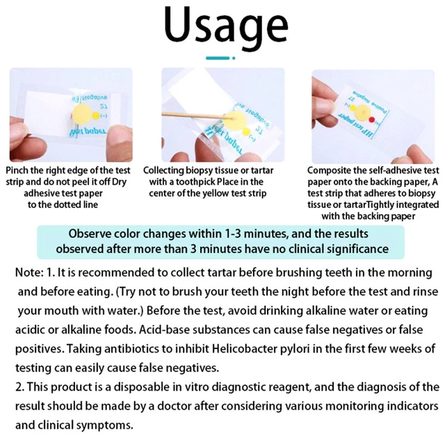 HP TEST PAPER Helicobacter Pylori In Stomach Fast Test Paper Tartar ...