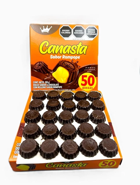 LA CORONA CANASTA Sabor Rompope (2 PACK) 50 Piezas 325 gr. | Chocolate ...