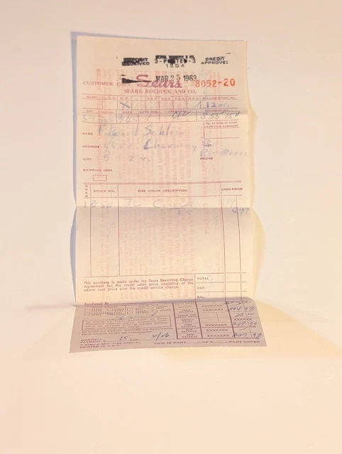 VINTAGE STORE RECEIPT from Sears Roebuck 1963 Paper Ephemera Junk ...