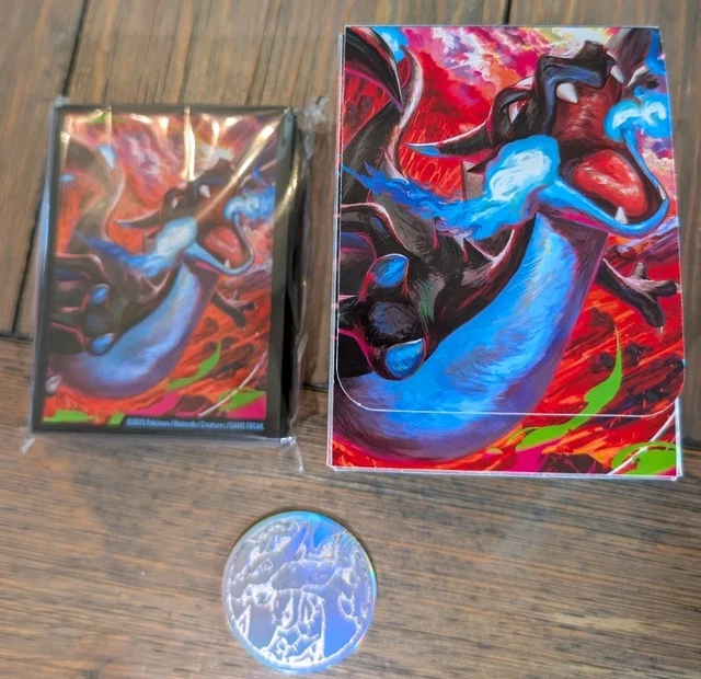 POKÉMON PHANTASMAL FLAMES Mega Charizard X UPC Coin, Card Sleeves ...