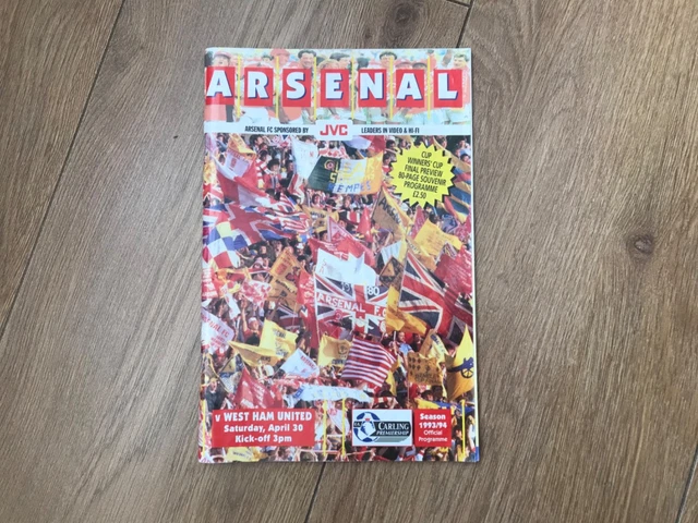 FOOTBALL PROGRAMMES: 3 x Arsenal v West Ham United 1993-2003 & Match ...