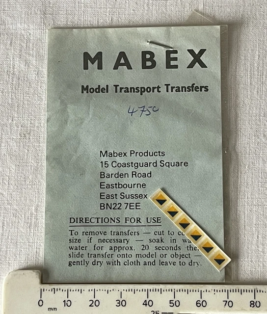 VINTAGE MABEX WATER Model Transport Transfer Decals #475C Triangle ...