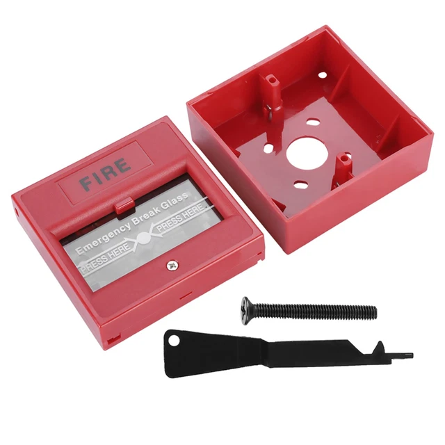 24-220VDC EMERGENCY BUTTON Fire Alarm Door Break Release Glass Exit ...