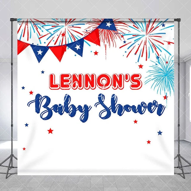 WHITE RED BLUE Sparkle Custom Baby Shower Backdrop $36.09 - PicClick AU