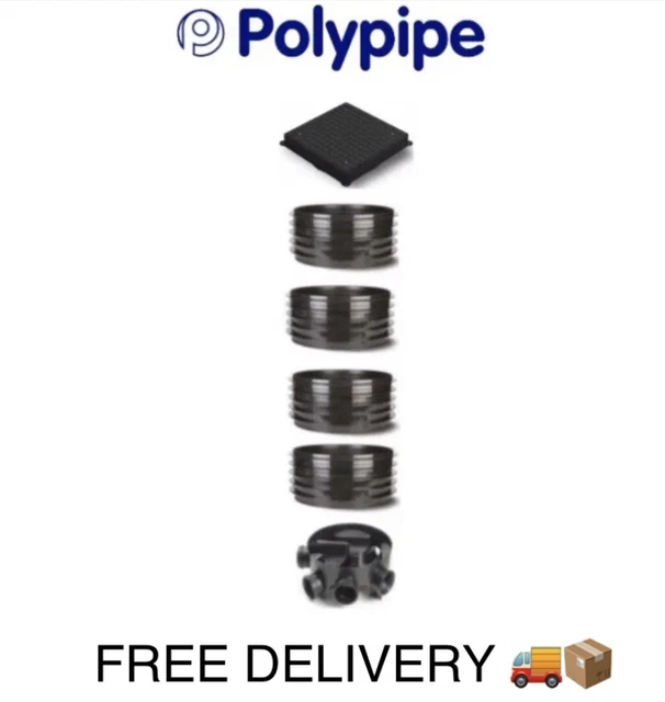 460MM POLYPIPE INSPECTION Chamber Manhole - Base,4 Risers,Square Cover ...