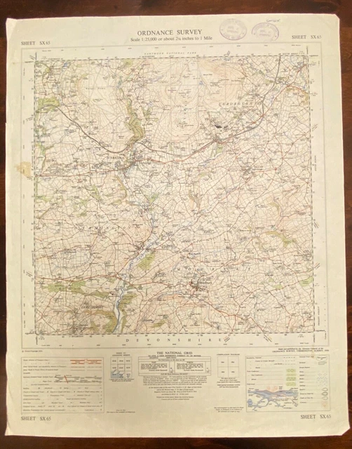 OS MAP SHEET SX65 DEVONSHIRE Modbury & Ivybridge Area Provisional Ed ...