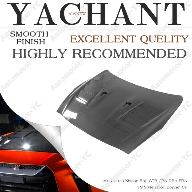 CARBON TS-STYLE FRONT Hood Bonnet Cover Kit For 17-20 Nissan R35 GTR ...