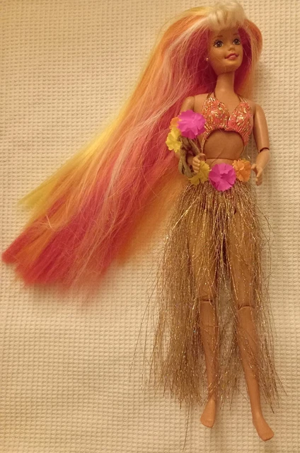 RARE VINTAGE BARBIE 1993 Rainbow Hula Hair Mattel Made Indonesia ...