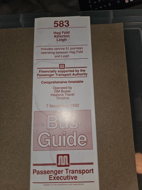 MANCHESTER TRANSPORT BUS Timetable Leaflet 583 GMPTE 7 November 1992 ...