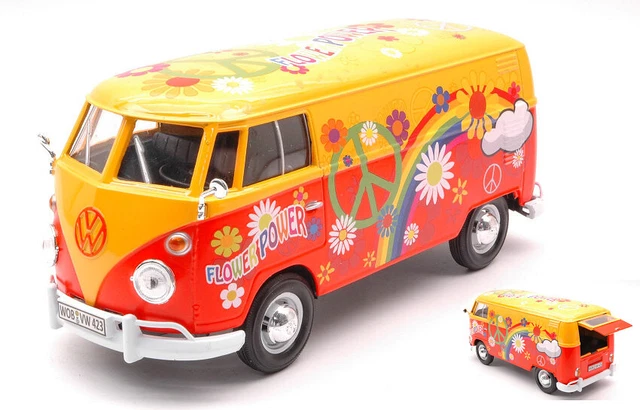 MODELLINO AUTO BUS van scala 1:24 VW T2 T1 FLOWER POWER diecast modellismo EUR 28,35 - PicClick FR