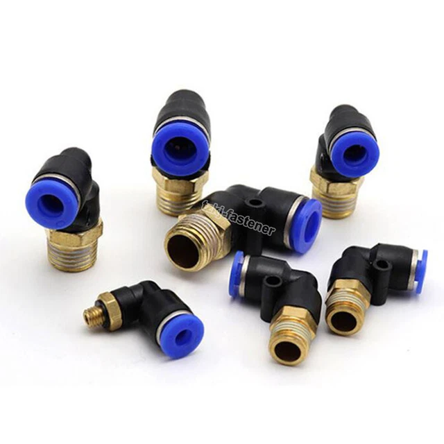 PNEUMATIC 90°ELBOW BSP Male Thread Connector Hose Tube Inline Push-In ...
