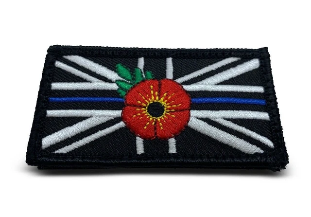 THIN BLUE LINE Flower Police Union Jack VELCRO® backed patch (UK Badge ...