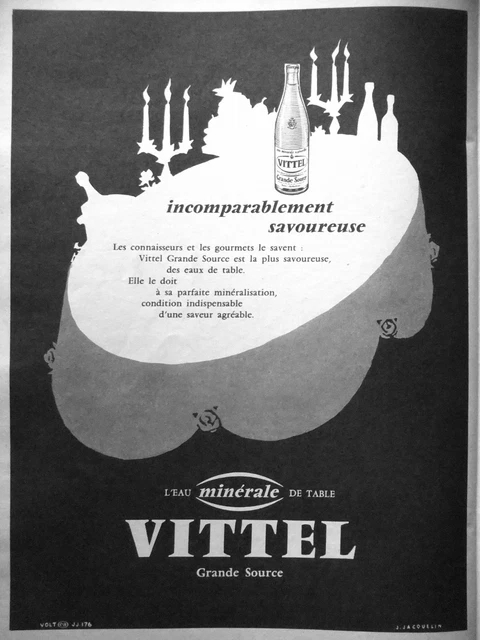 PUBLICITÉ DE PRESSE 1959 L'eau Minérale De Table Vittel Grande Source ...