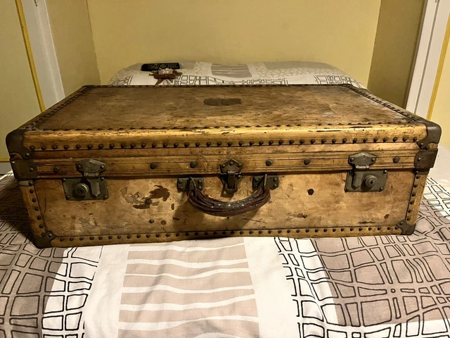 VALISE ANCIENNE EN Bois/Cuir Avec Étiquette SNCF De 1950-Vintage ...