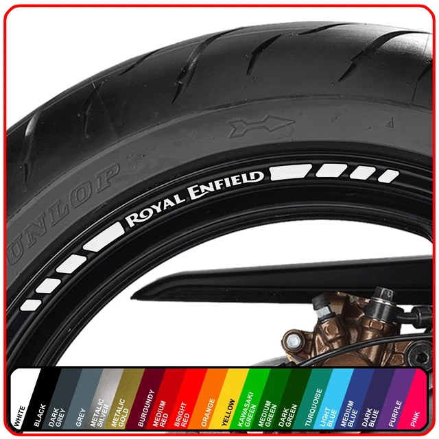 ROYAL ENFIELD WHEEL rim stickers decals - choice of 20 colours - BULLET ...