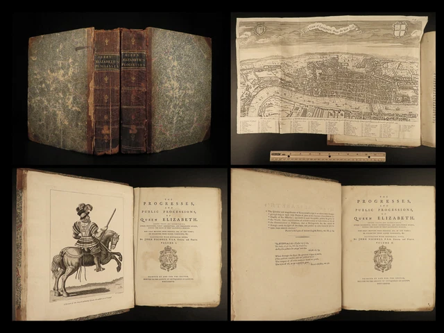 1788 QUEEN ELIZABETH I 1ed Progresses England Illustrated London MAP ...