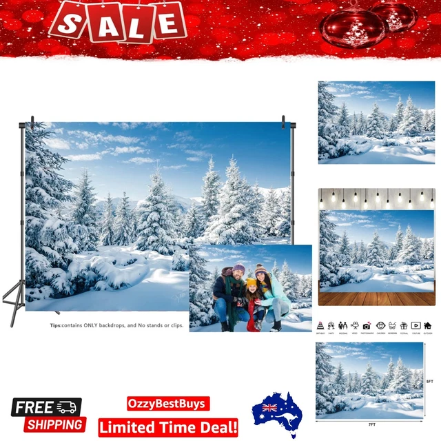 7X5FT WINTER SNOW Forest Backdrop Snowy Scene Photo Christmas Backdrops ...