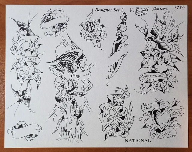 ORIGINAL V GRIFFITH Traditional Vintage 1981 National Tattoo Flash ...