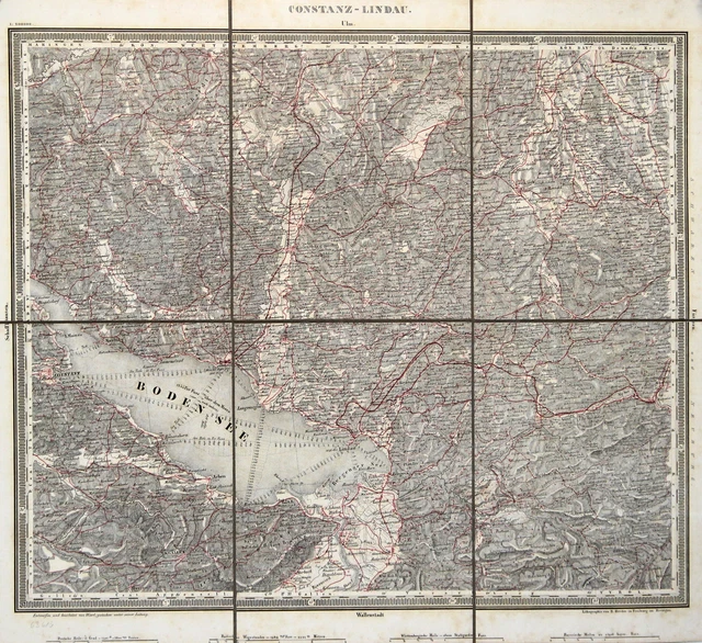 LAGO DI COSTANZA Constance Originale Litografia Cartina Geografica ...