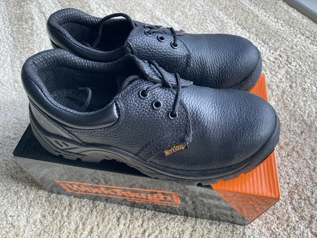 &WORKTOUGH& BLACK LACE-UP Work Shoes With Steel Toe Caps Size UK 5 EU ...