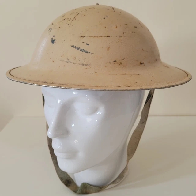 1942 DATED WW2 Brodie Helmet British Army, Sand Painted North African ...