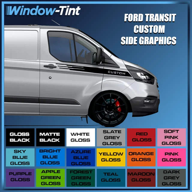 FOR FORD TRANSIT Custom Graphics Van Side Wing Stripes Sport Racing ...